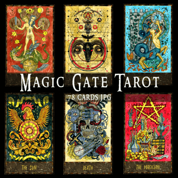 Magic Gate Tarot Deck - 78 cards Full deck - digital download – Silver ...